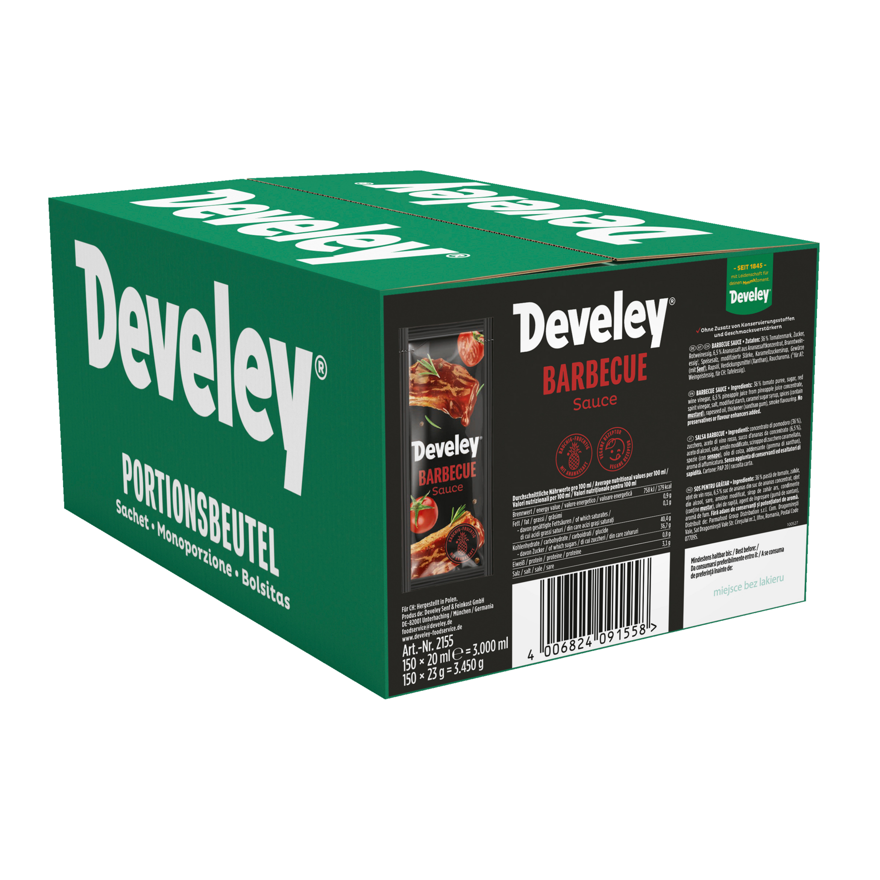 Develey Barbecue Sauce im Portionsbeutel 150x 20 ml kaufen